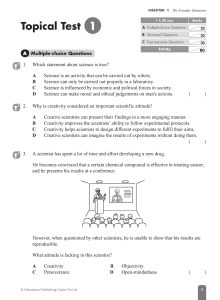 S1A/G3 Science Fast Forward Topical Tests – Singapore Learning Mind