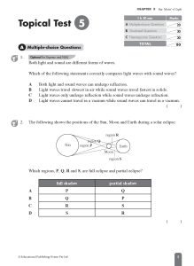 S1B/G3 Science Fast Forward Topical Tests – Singapore Learning Mind