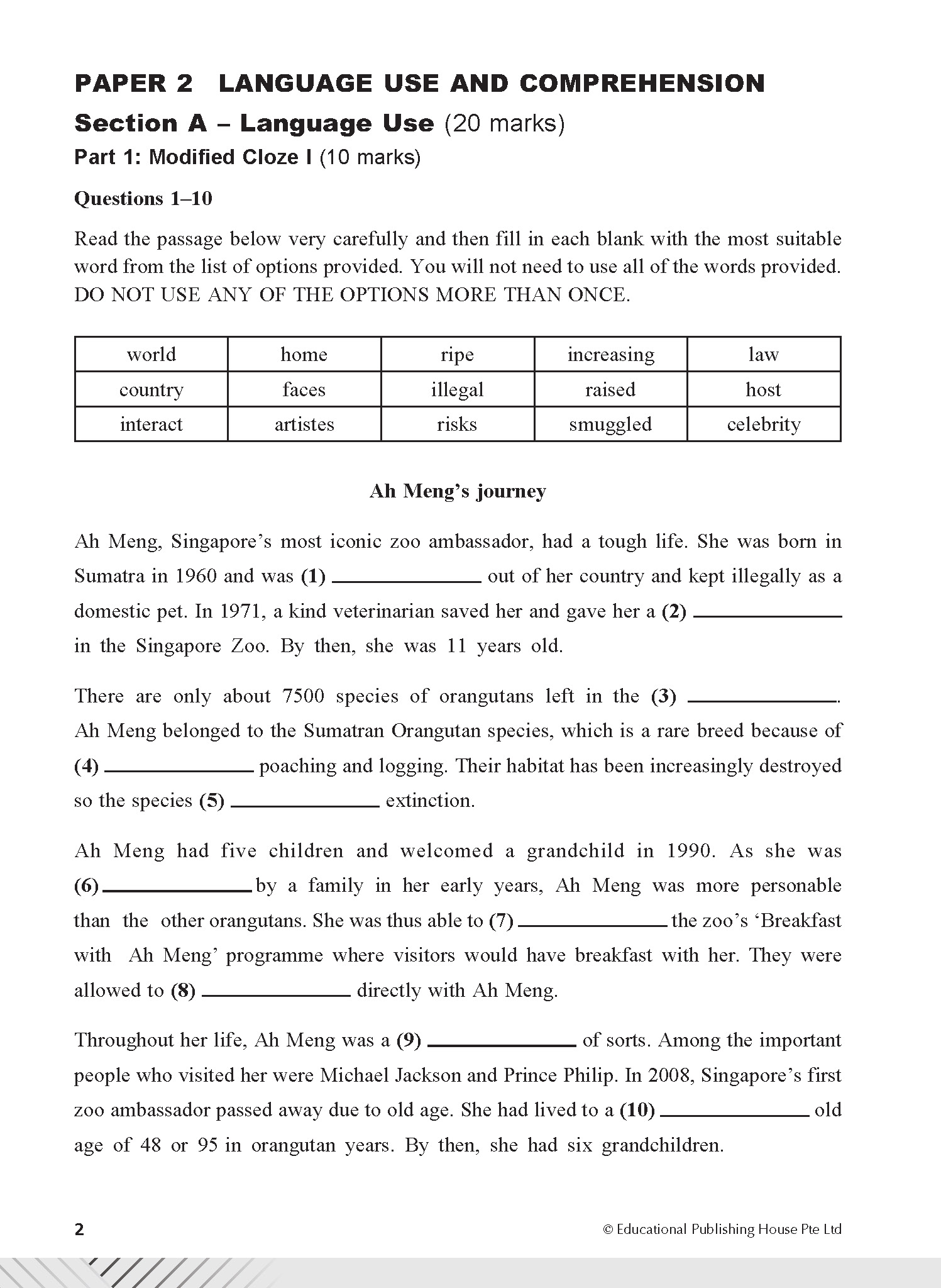 S1NT/G1 English Examination Practice – Singapore Learning Mind