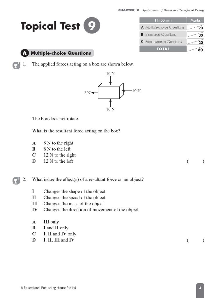 S2A/G3 Science Fast Forward Topical Tests – Singapore Learning Mind